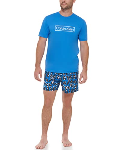 Calvin Klein Men's Standard Light Weight Quick Dry Short Sleeve 40+ UPF Protection, Blue, Large