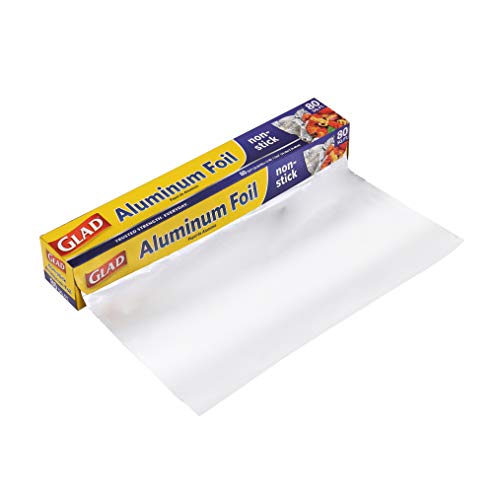 Glad Non-Stick Aluminum Foil, 80 Square Feet of Multiuse Foil for Ultimate Food Protection | Aluminum Foil for Grilling, Roasting, Baking | Glad Grilling and Baking Accessories