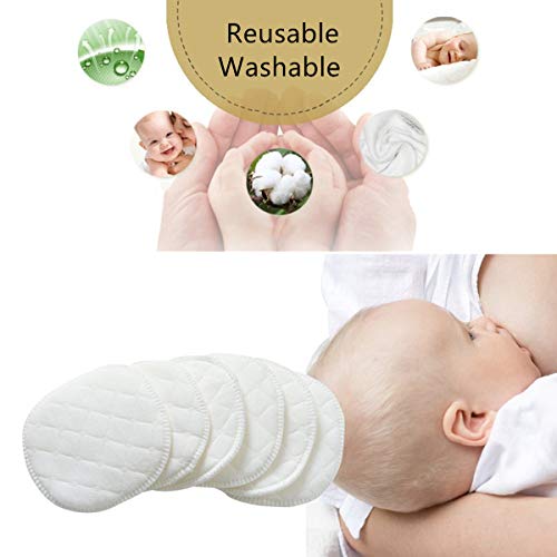 Reusable Breast Pads for Breastfeeding 12 Pack Organic Washable Nipple Pads Nursing Pads Cotton Highly Absorbent Postpartum Essentials( 3.74 * 3.74inch/9.5 * 9.5cm)