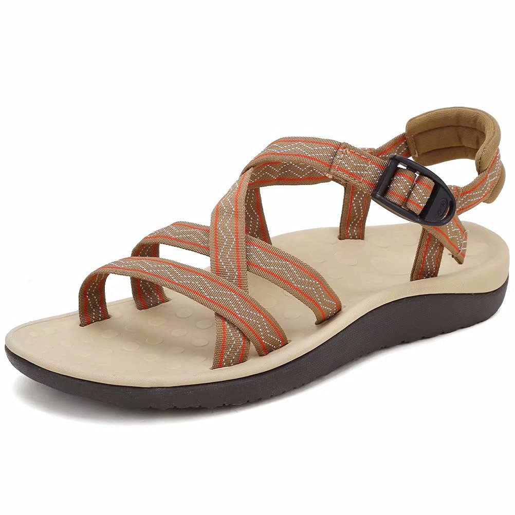 CIOR Women's Sport Sandals Hiking Sandals with Arch Support, Light Wight Non-slip Outdoor Sandals for Walking/Travel/Beach,U221WMLX04-tan-41