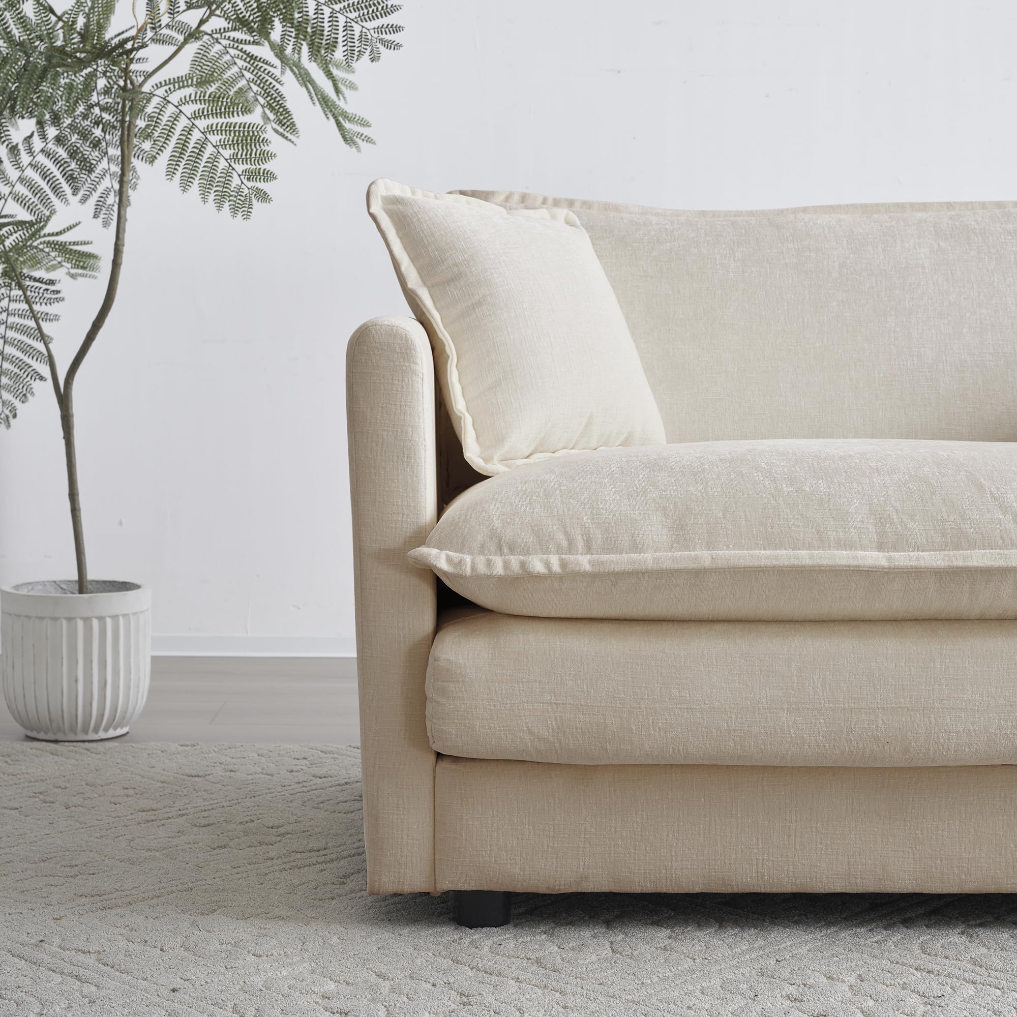 JURMALYN Single Sofa Modular Couch Free Combination Sectional Sofa Couch, Chenille Fabric Upholstered Sofa Comfy Reading Lounge Armchair for Small Spaces, Apartment, Bedroom, Office, Beige
