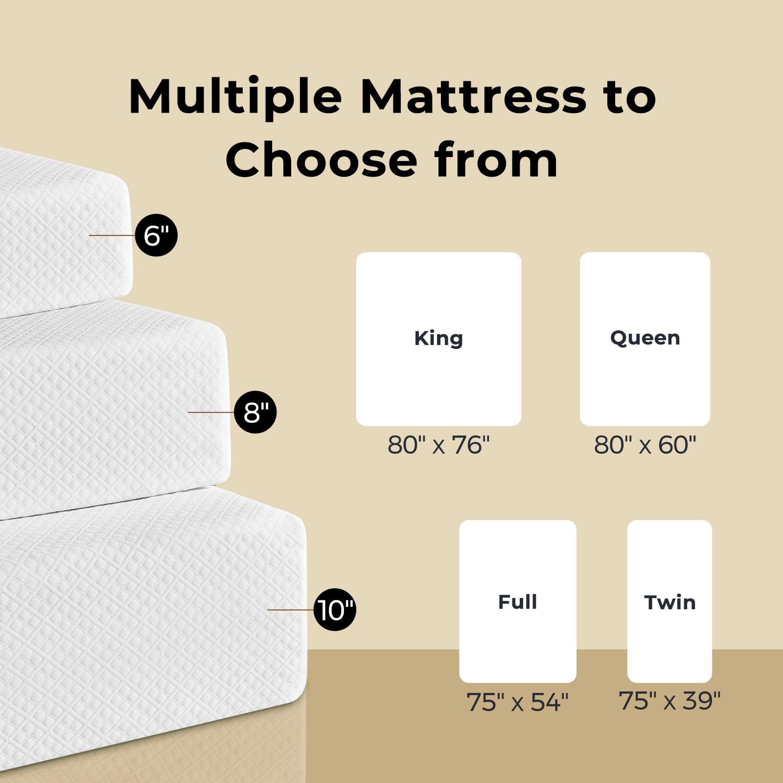 Rolanstar King Mattress with Waterproof Mattress Protector, 10 inch Gel Memory Foam in a Box, Fiberglass Free, Breathable for Cool Sleep & Comfy Support, CertiPUR-US Certified, White