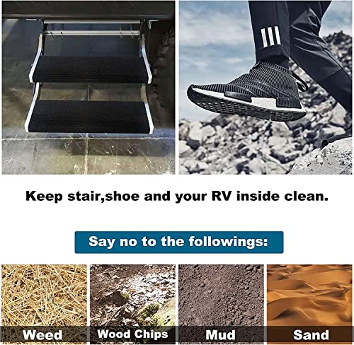 NEWFOM RV Step Rug Wraparound Radius Camper Stair Cover Trailer Step Carpet 18-23 Inch Wide RV Step Covers 2PCS (18" Width, 8-9" Depth 2pcs)