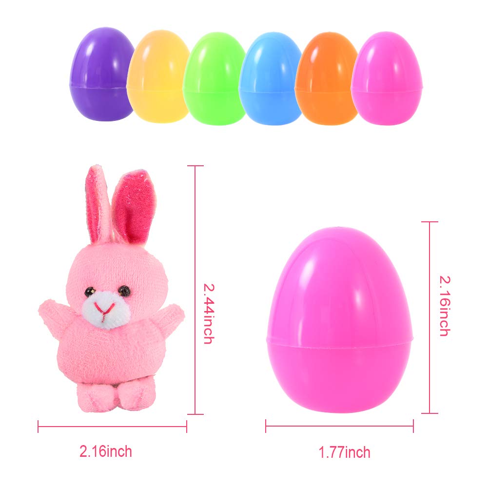 ThinkMax 12 pcs Easter Eggs Filled with Mini Plush Animals Toy for Easter Basket Stuffers/Fillers, Eggs Hunt, Party Favor