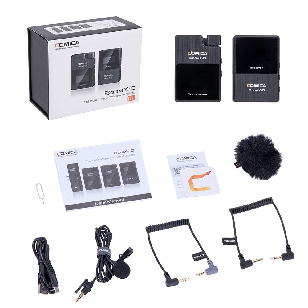 comica Boom X-D D1 Wireless Lavalier Microphone, Digital Transmitter and SLR Receiver System with Clip for Interview, YouTube, Facebook Live, Volgging