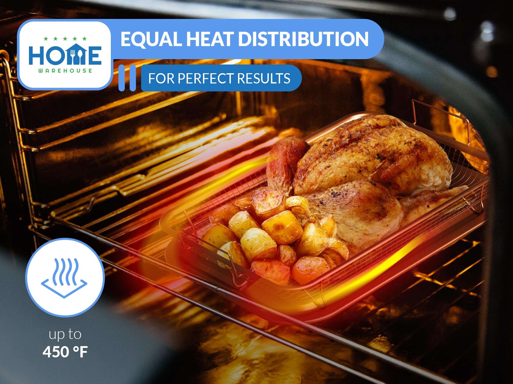 Home Warehouse Premium Carbon Steel Air Fryer Basket for Oven | Superior Craftsmanship | Sleek Design | Robust, Rust-Proof and Dishwasher-Safe
