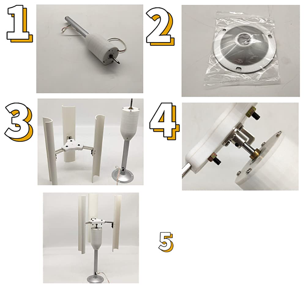 DIY Three-phase Permanent Magnet Generator, 3-Blade Vertical Axis Wind Turbine Model Wind Power 12V 30W Teach Model