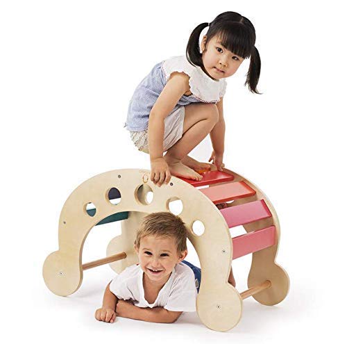 CASSAROKIDS Waldorf Viking Climbing Wooden Rocker - Rainbow