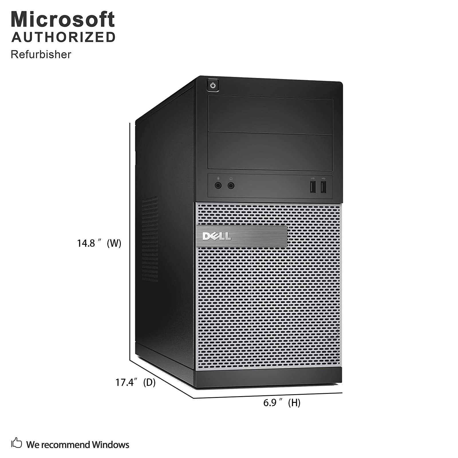 Dell Optiplex 390 MiniTower PC - Intel Core i5-2400 3.1GHz 8GB 250GB DVDrw Windows 10 Pro (Renewed)