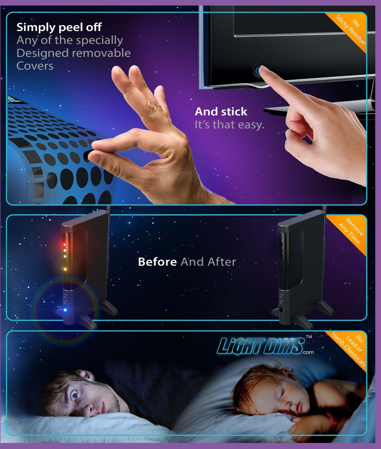 LightDims Black Out Edition Light Blocking LED Covers (2 Sheets) Shapes & Uncut Sheet for Electronics & Appliances. Blocks 100% of Light, in Retail Packaging.