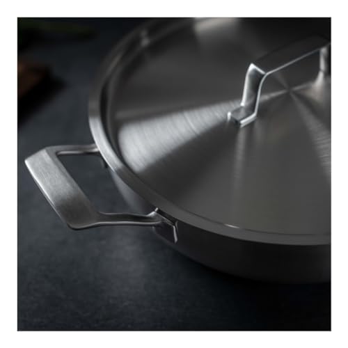 KUHN RIKON Culinary Fiveply Professional Chef’s Every Day Essential Fry Pan, Oven Proof Uncoated Stainless Steel & Aluminium Wok, 28cm