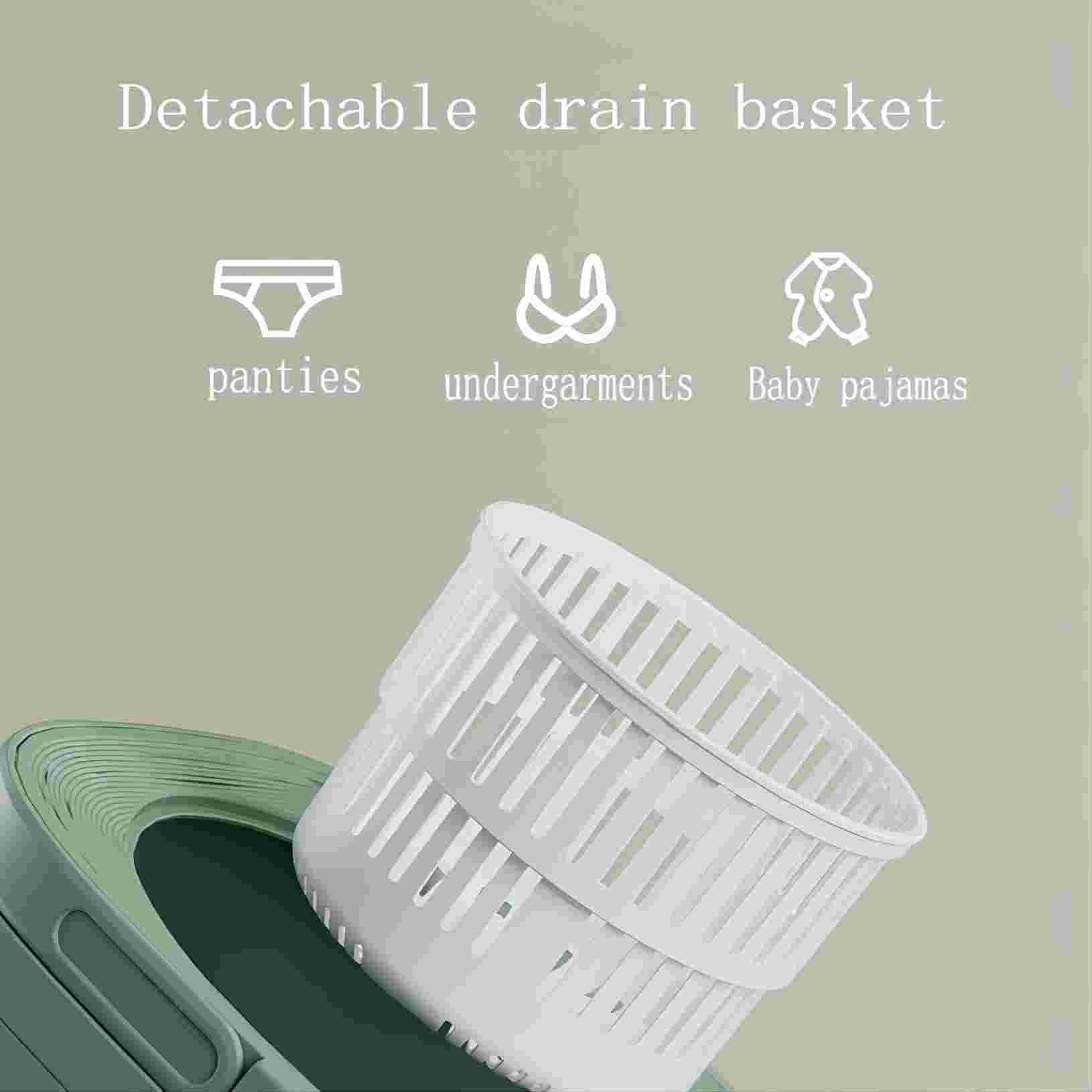Portable Washing Machines, 8L Mini Washing Machine Foldable Washing Machine with 3 Modes, Travel Portable Washing Machine for Underwear, Sock, Baby Clothes, Camping, RV, Dorm, Apartment (Green)