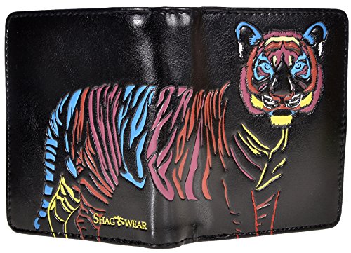 Shag Wear Women's Premium Vegan Clutch Cardholder Wallet Zipper Purse with Pretty Colorful Tiger Black