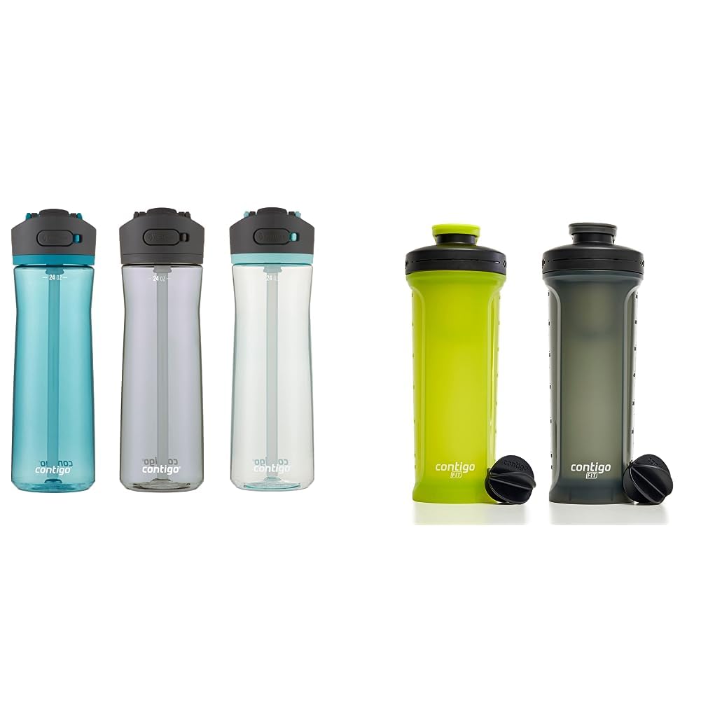 Contigo Leak-Proof Water Bottles and Protein Shaker Bottles 3-Pack Bundle