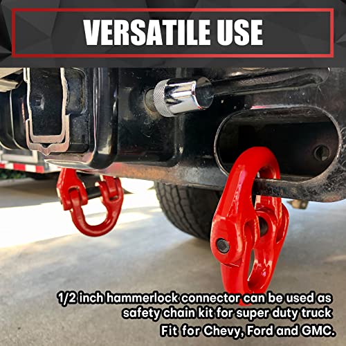 VIAGL 2 Pcs Safety G80 Hammerlock Coupling Link, Heavy Duty Alloy Steel Connecting Link 1/2 Inch Tow Hitch Hammer Lock Chain Connector, 12000 lbs Working Load Limit