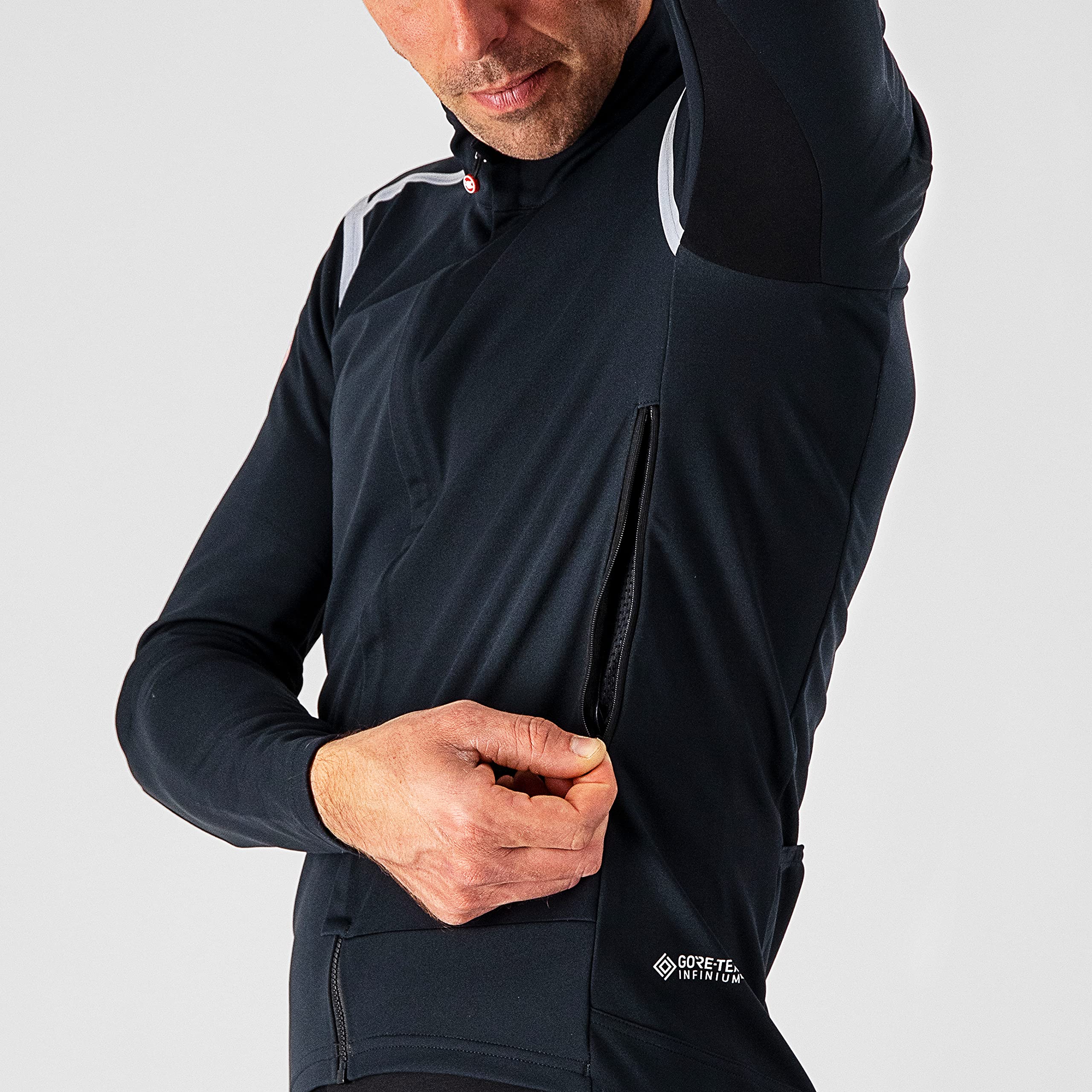 Castelli Men's Perfetto RoS Long Sleeve Jacket, Windproof, Water-Resistant Breathable Gabba, Road & Gravel Biking I Cycling - Light Black - X-Large