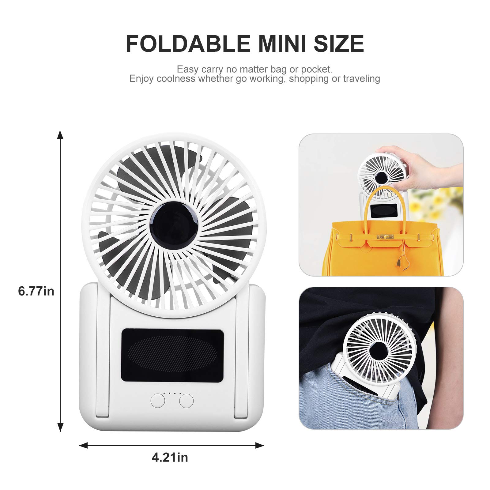WUYILED Battery Operated Fan, Small Table Fan with Strong Airflow Quiet Operation Portable Fan Speed Adjustable Head Mini Personal Fan for Home Office Bedroom Table and Desktop
