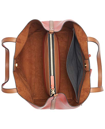 Calvin Klein Rossa Smooth Novelty Organizational North/South Tote, Orange Multi
