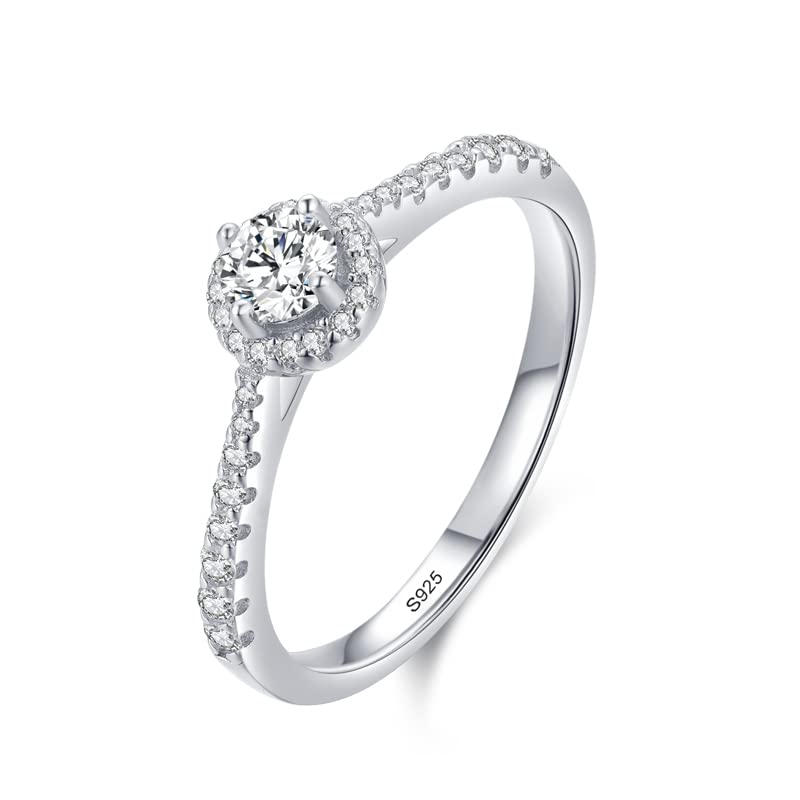Cpallie Wedding Rings for Women Silver Rings: Cubic Zirconia Engagement Rings Diamond Statement Ring Promise Rings for Her Size 7