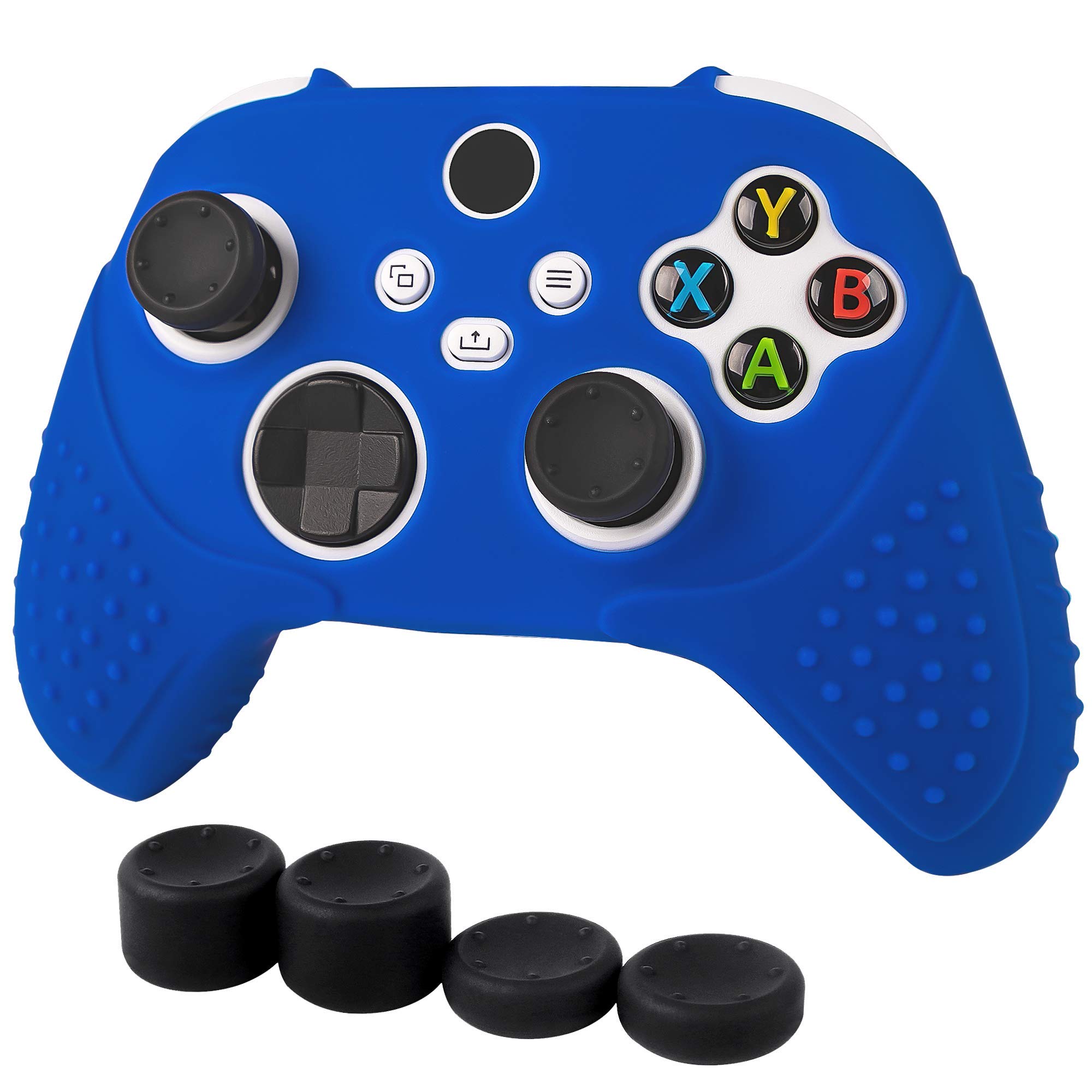 CHIN FAI Silicone Skin Grip Cover for Xbox Series X Controller, Anti-Slip Protective Case fits Xbox Series X/S Controller with 4 Thumb Grips (Blue)