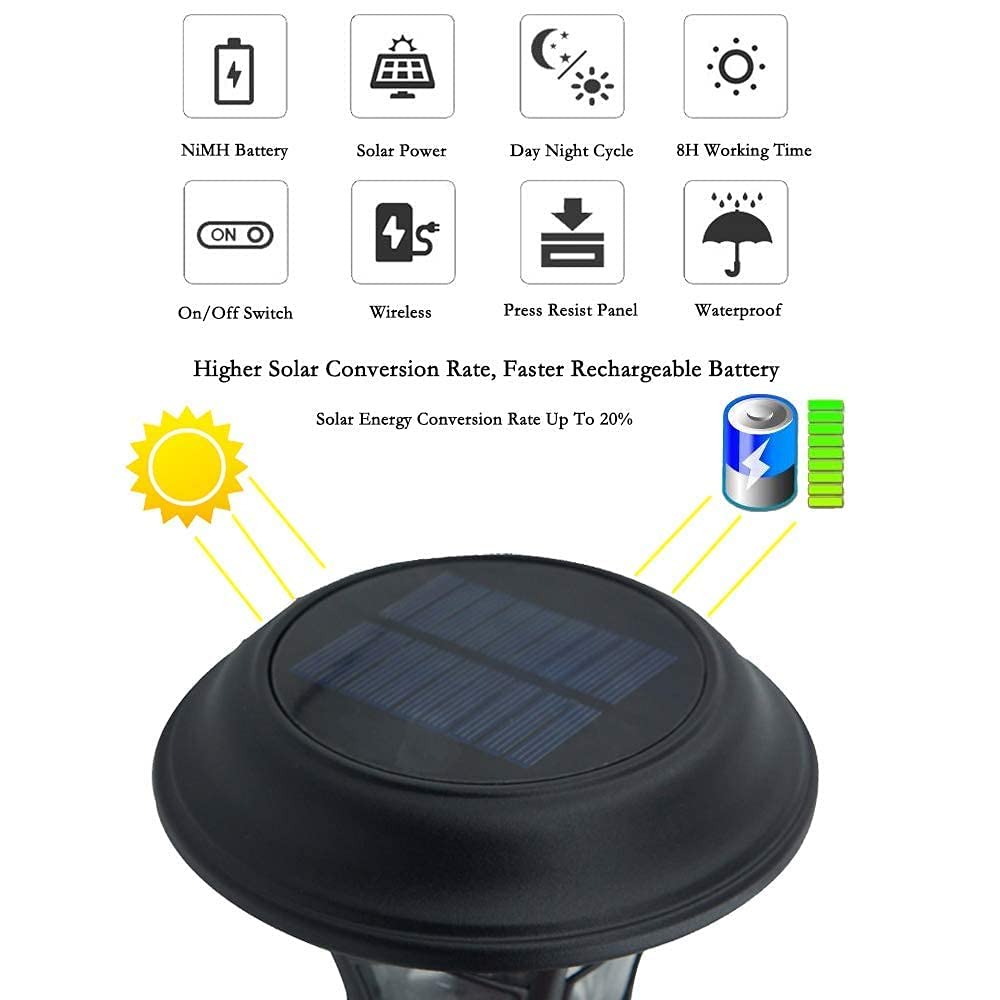 YLHDRILY 6 Pack Solar Path Lights High Lumen Super Bright SMD LED Solar Outdoor Stainless Steel & Glass Waterproof Landscape Lights for Pathway,Garden,Yard, Patio, Walkway,Driveway,