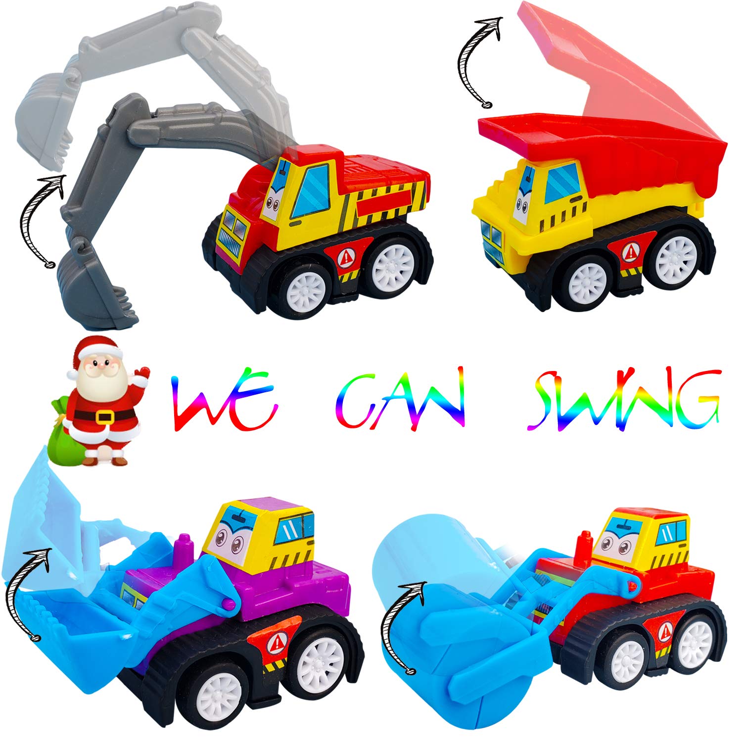 Tonmp Pull Back Vehicle Car, 12 Pack Assorted Mini Construction Plastic Vehicle Set, Pull Back Truck and Car Toys for Boys Kids Child Party Favors,Pull Back and Go Car Toy Play Set