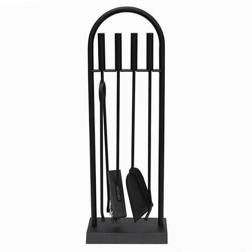 JVL 11-324 Lambeth Contemporary Fireside Companion Arch Tool Set, Steel, Black, 23 x 14 x 66 cm, 4 Pieces …