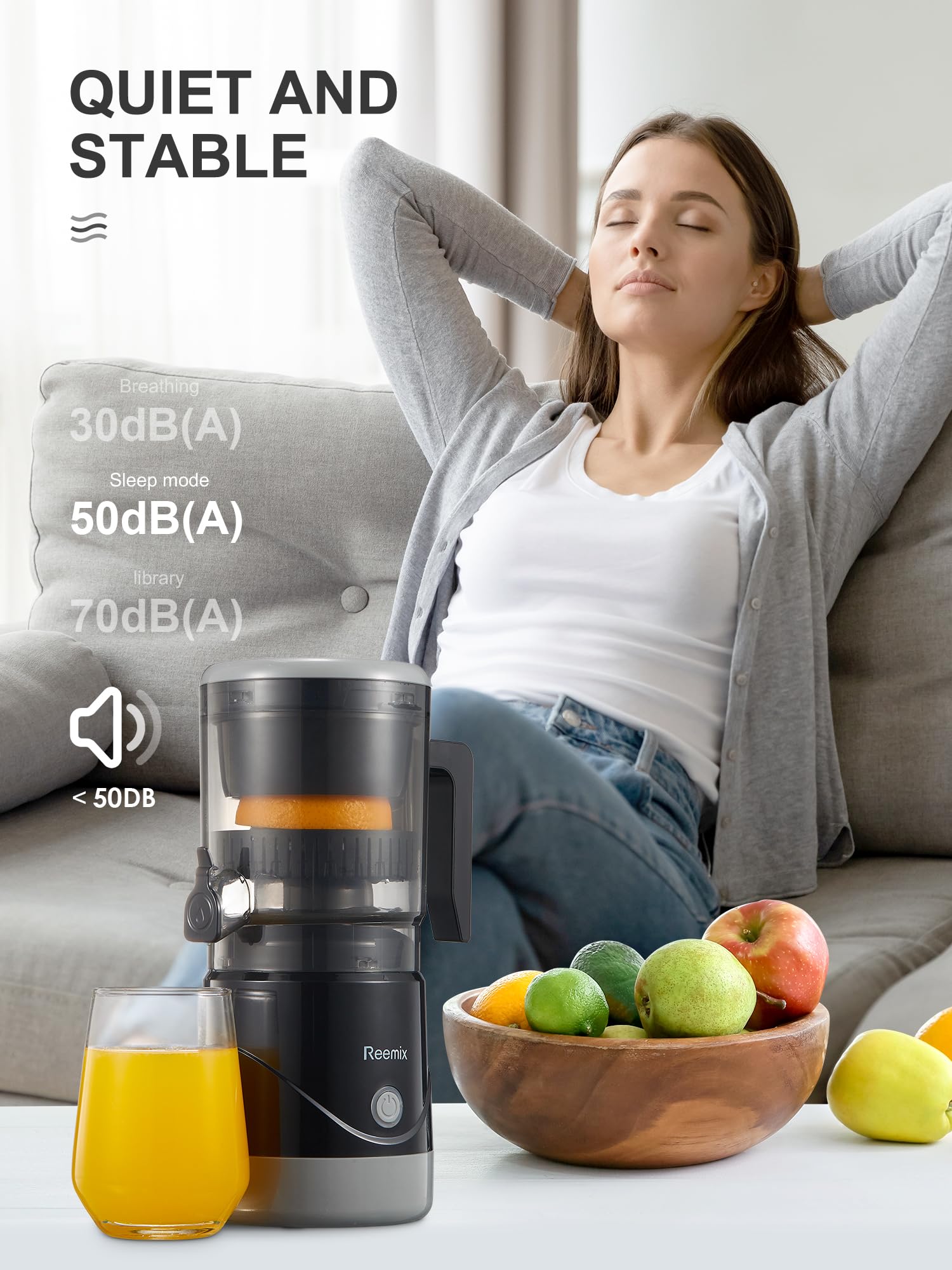 Electric Orange Juicer Squeezer, Reemix Electric Citrus Juicer, One Touch Operation, for Orange, Lemon, Grapefruit, Portable Juicer for Orange with Cleaning Brush