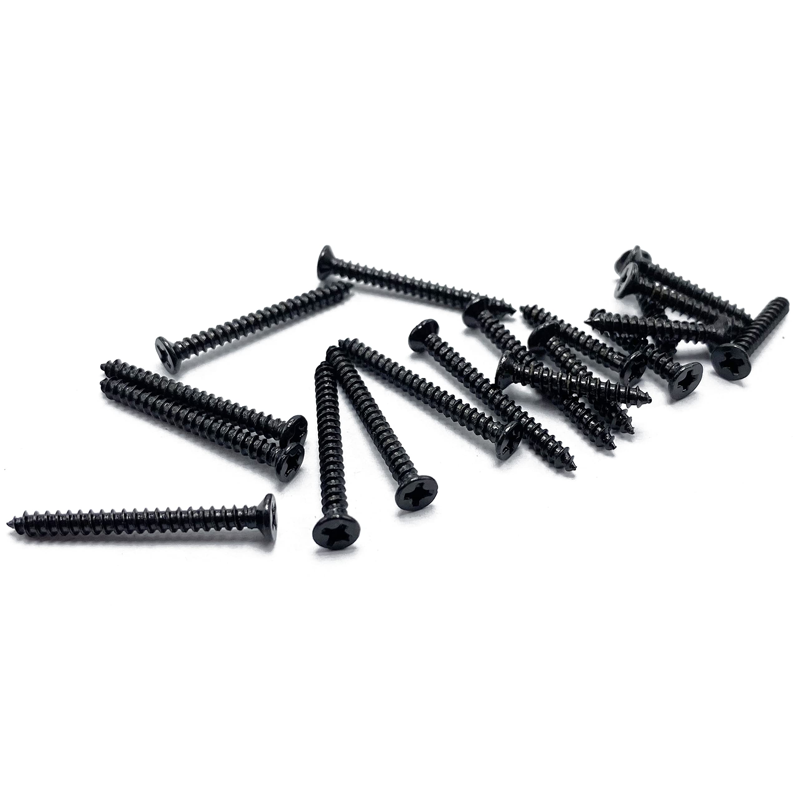 ECKJ M3.5 Flat Head Wood Screws Assortment Kit Phillips Drive Countersunk Head Self-Tapping Screws Short Small Carbon Steel Black Fasteners 124pcs 6 Sizes of Length 12/16/20/25/30/35mm