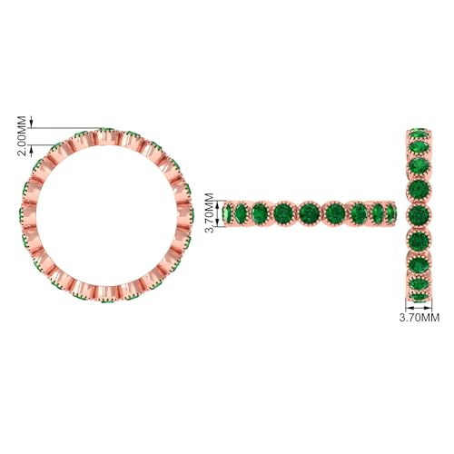 Certified Lab Grown Emerald Full Eternity Band, AAAA Quality, Emerald Wedding Ring for Women- Ready to Gift, 14K Rose Gold, Size:US 7.50