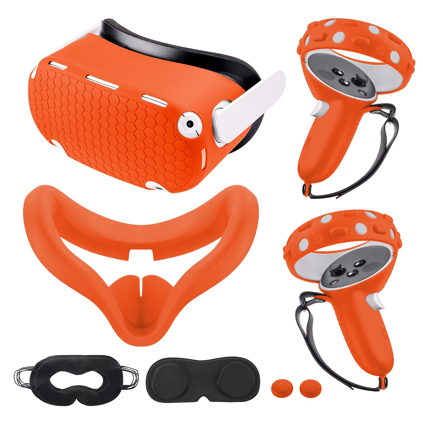 Compatible with Oculus Quest 2 Accessories, VR Oculus Quest 2 Silicone face Cover, VR Shell Cover,Controller Grip Cover,Lens Cover,Disposable Eye Cover