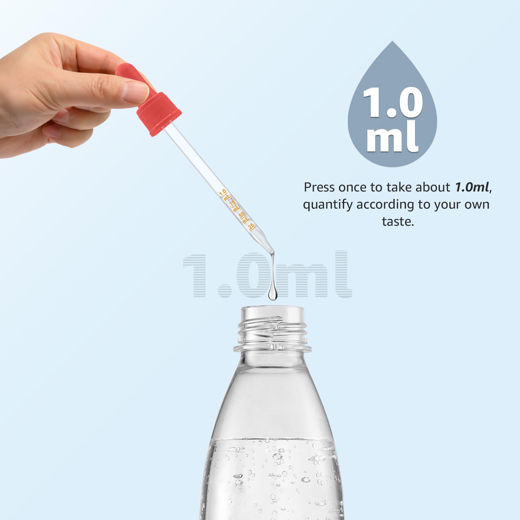 Glass Dropper Pipettes Compatible with Sodastream Bubly Drops Flavors, Flavoring Dropper 1ML Pipette with Graduated Dropper for Sodastream Bubly Bottle, with Cleaning Brush(Colorful)