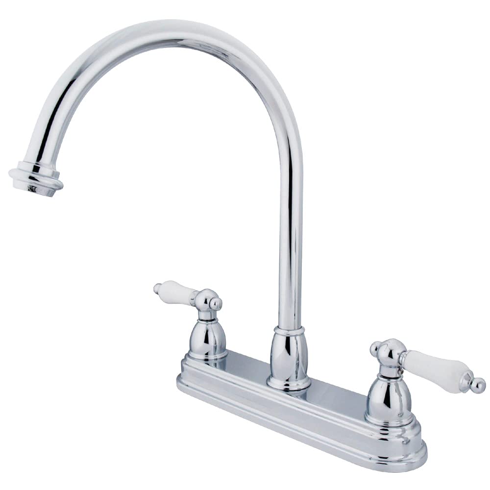 Kingston Brass KB3741PL Restoration 8-inch Centerset Kitchen Faucet without Sprayer, Polished Chrome, 12.25 x 10.38 x 2.38