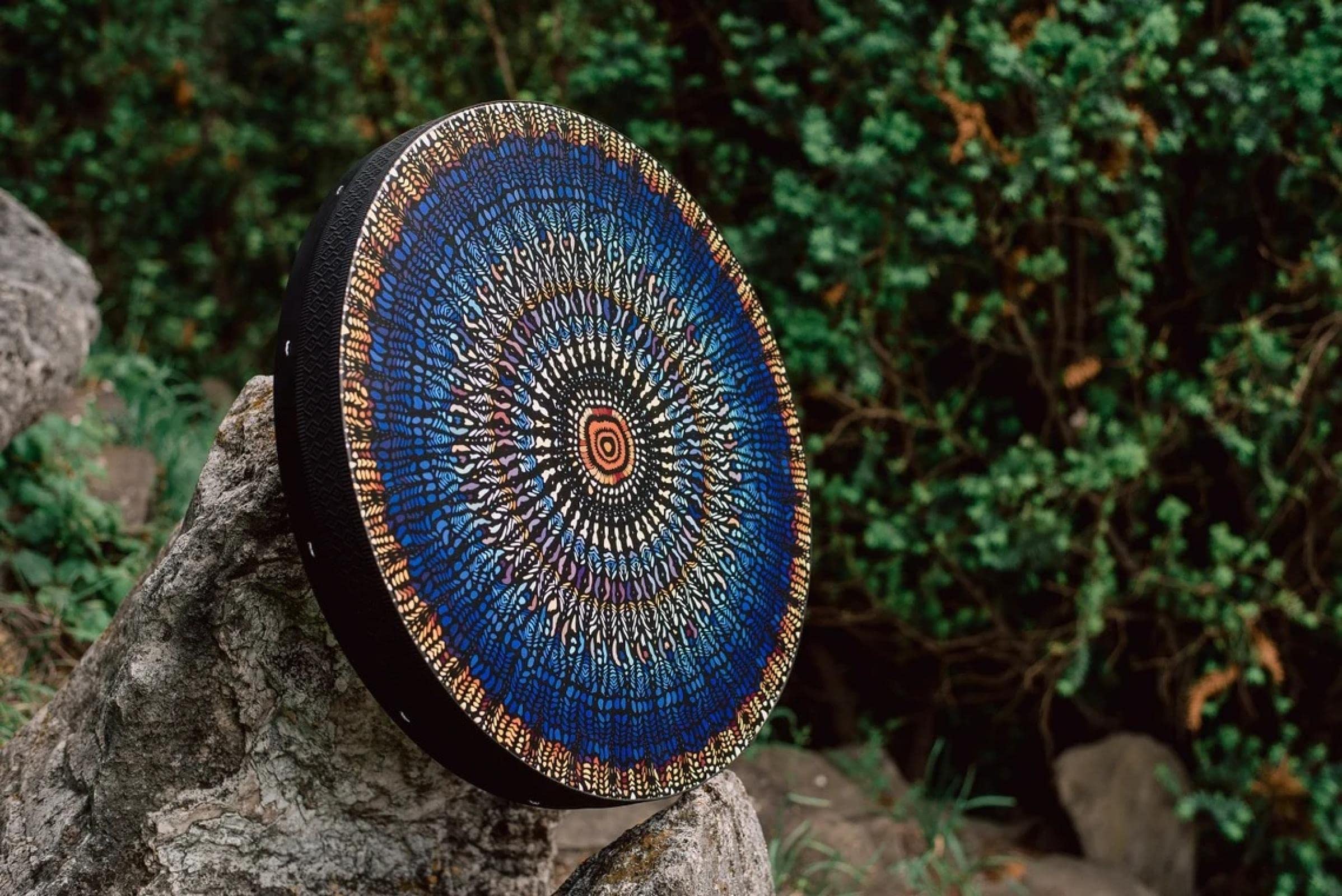 Crab shopkeeper Shaman drum percussion frame drum handmade deep bass therapy tool sound therapy instrument 9.9x9.9 inches Shaman drum blue
