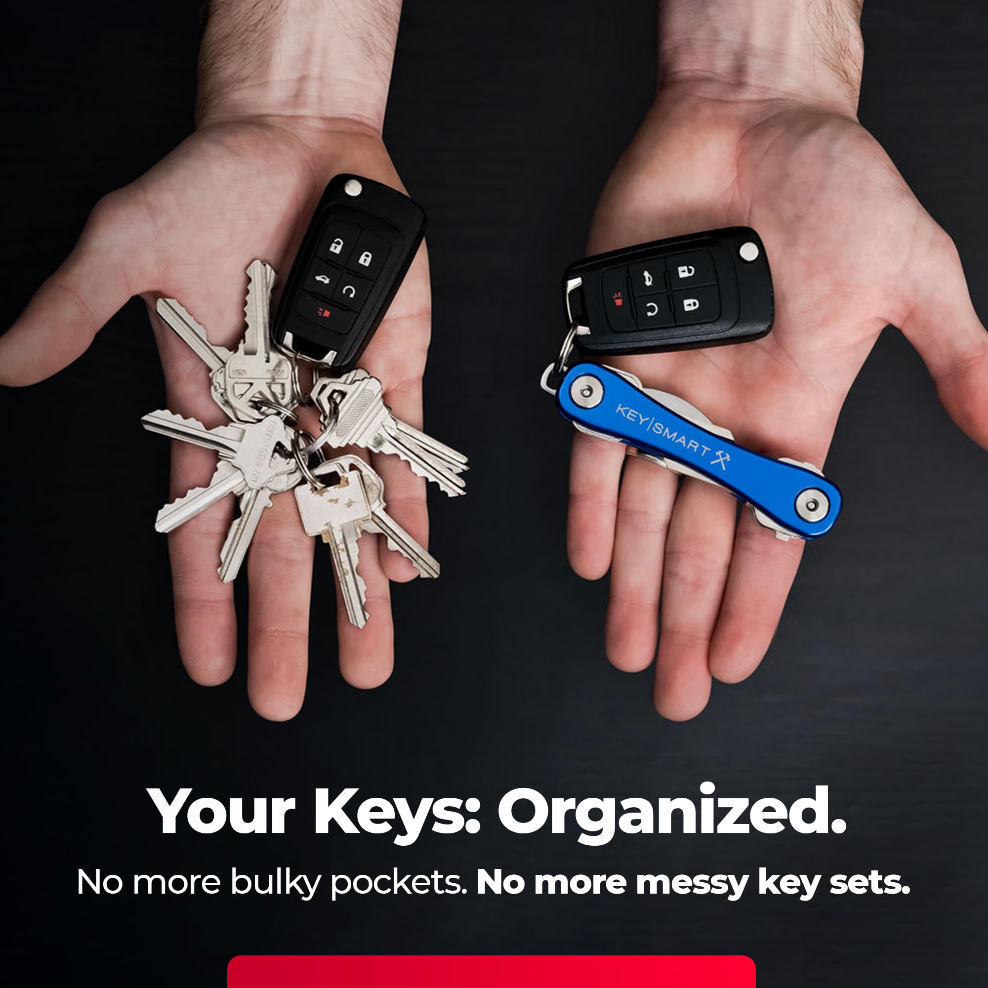 KeySmart Rugged - Multi-Tool Key Holder with Bottle Opener and Pocket Clip (up to 14 Keys, Blue)