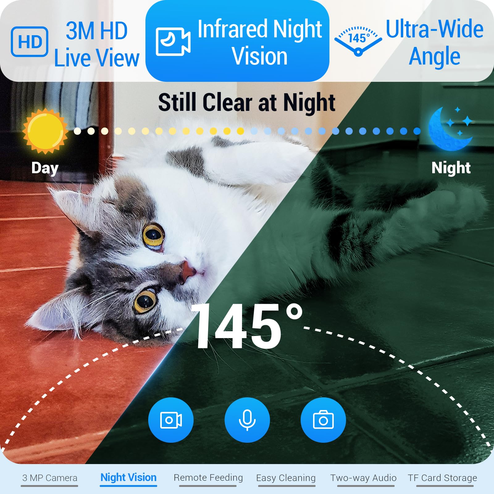 Frienhund Automatic Cat Feeder for 2 Cats: 1080P HD Live View with Night Vision, 5G Automatic Dog Feeder with Two-Way Audio,Detachable for Easy Clean, Record Wonderful Moments for Multiple Pets -29Cup