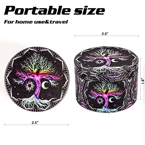 YeJeansion Portable 2.5" Aluminium Spice Grinder, Boho Style with Lucky Tree Pattern, Best Gift for Home and Kitchen.