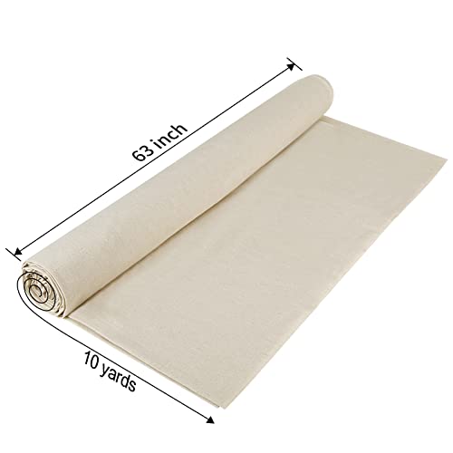 Muslin Fabric 10 Yard Linen Fabric 63 Inches Wide Textile Unbleached Natural Cotton Fabric Soft & Smooth Embroidery Fabric Reusable & Washable Muslin Cloth for Sewing Embroidery Decor DIY Projects