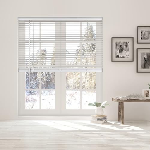 Calyx Interiors 1β Cordless Vinyl Mini Blinds, White, 22.5" W x 36" H, 04MV2224360