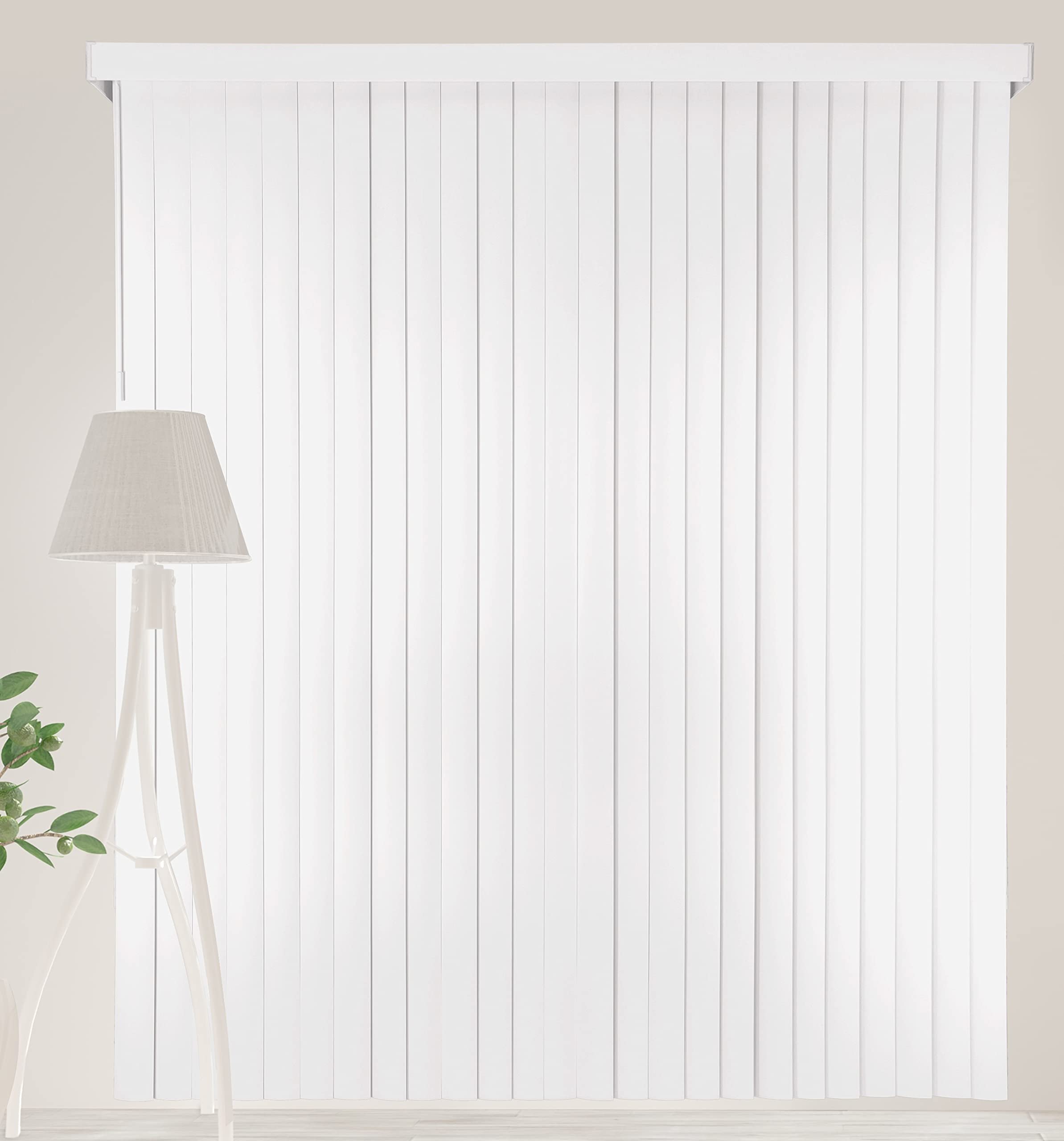 Calyx Interiors White Vinyl Vertical Blind 78 in. W x 84 in. L with 3.5 in. Slats, 04VS2780840