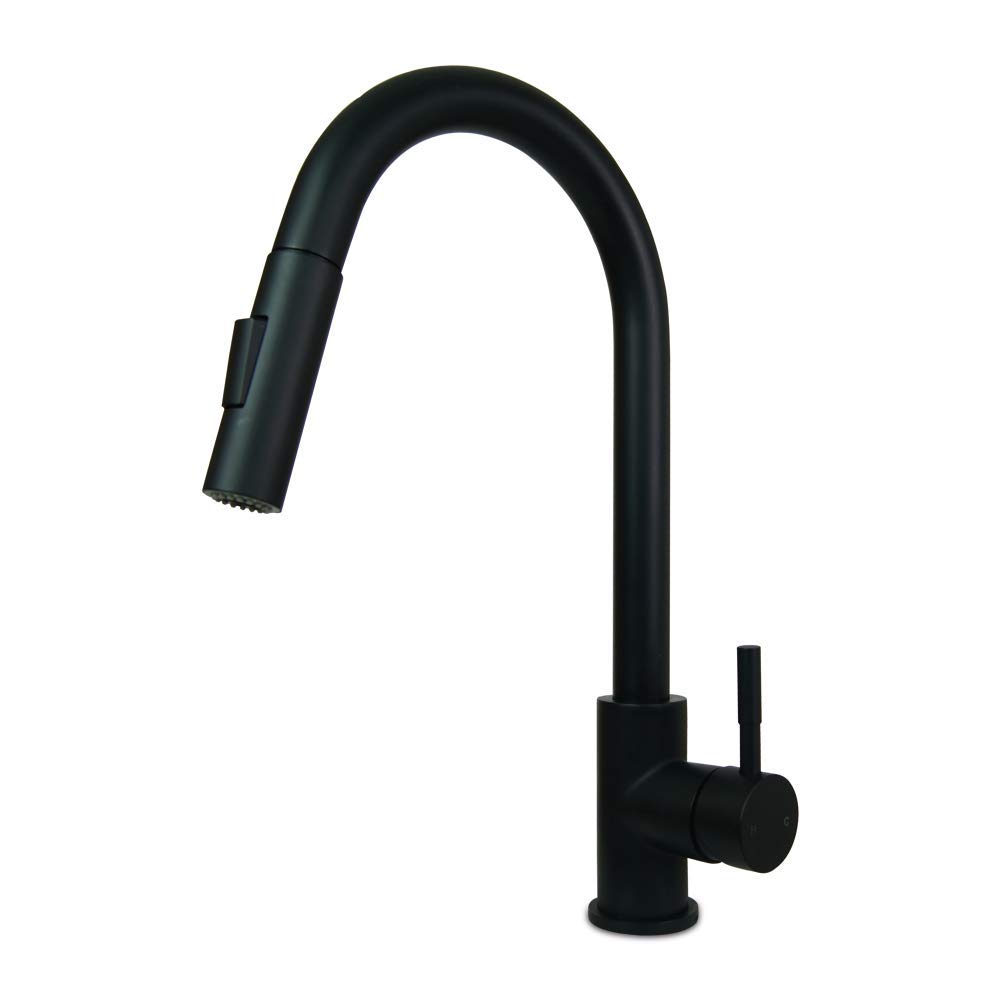 KABCO K-K477BK Kitchen Faucet Stainless Steel Pull Down 2-Function Spray Faucet Height 16-1/2" Spout Height 8-1/2" Spout Reach 9" Matte Black