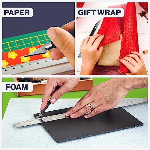 Excel Blades Soft Grip Craft Knife Set, Soft Grip Fine Point Angled Blades for Precision Cutting & Trimming, Multi-Purpose Hobby, Scrapbooking, and Crafting Tools, Grey, 3-Pack