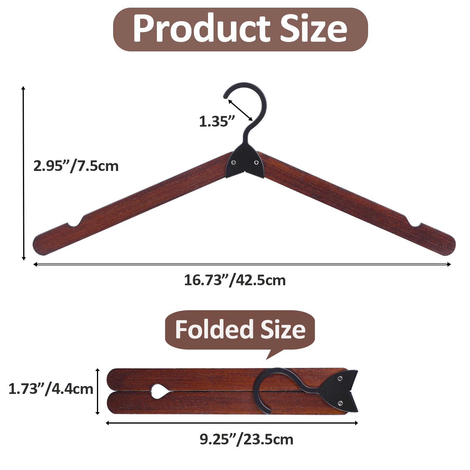 Edergoo Foldable Hangers 8 Pack, Travel Hangers Foldable for Suitcase, Foldable Hangers Space Saving for Travel, Portable Folding Clothes Hangers Travel Accessories, Collapsible RV Hangers for Trip