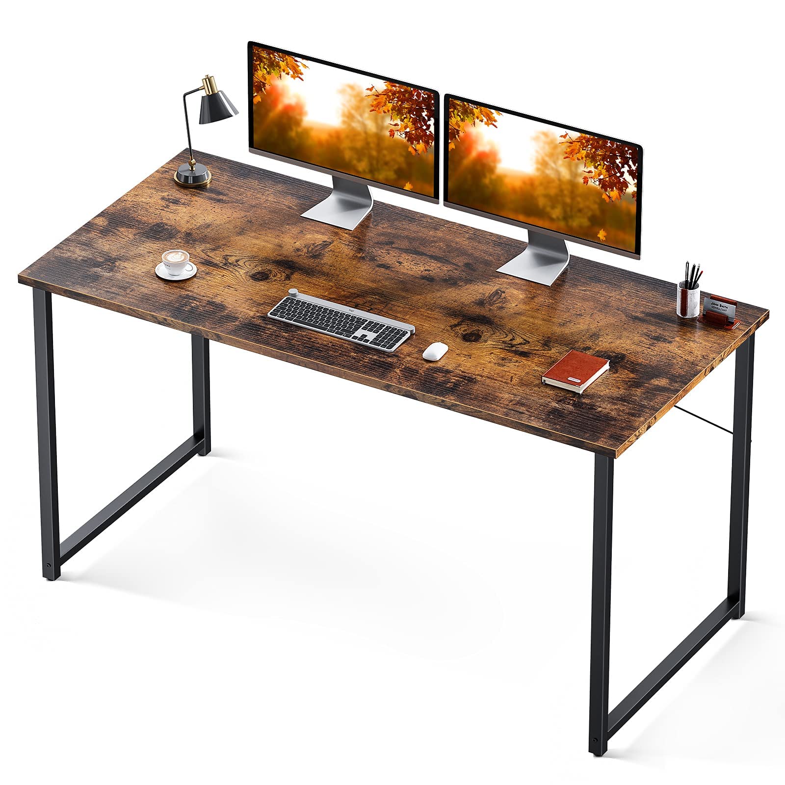 Coleshome 47 Inch Computer Desk Modern Simple Style Desk for Home Office, Study Student Writing Desk,Teak