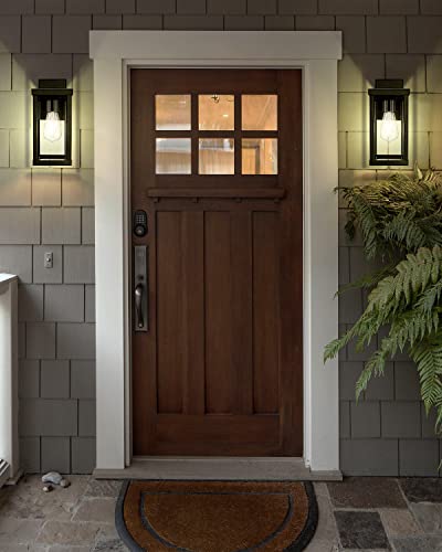 Eietonte Outdoor Wall Sconce, Exterior Wall Lantern Light Fixtures with Clear Glass Shade, Waterproof Wall Porch Lighting, Modern Anti-Rust E26 Socket Wall Mount Lamp for Garage Doorway, 2 Pack