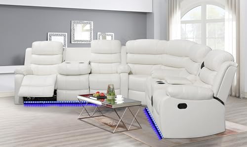 Kingway Inc Sofas, 4 Recliner Seat, White