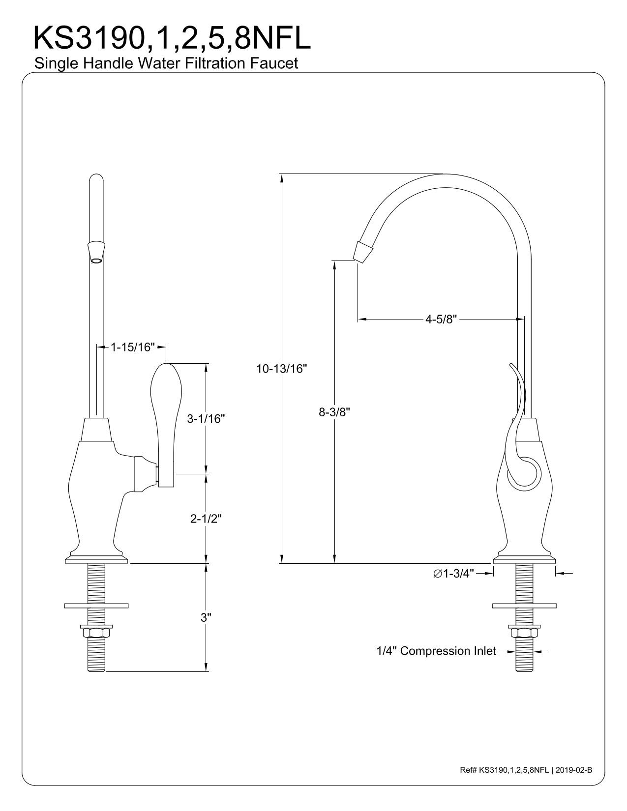 Kingston Brass Gourmetier KS3191NFL NuWave French Single Handle Water Filtration Faucet, Polished Chrome,4-3/4 inch spout reach