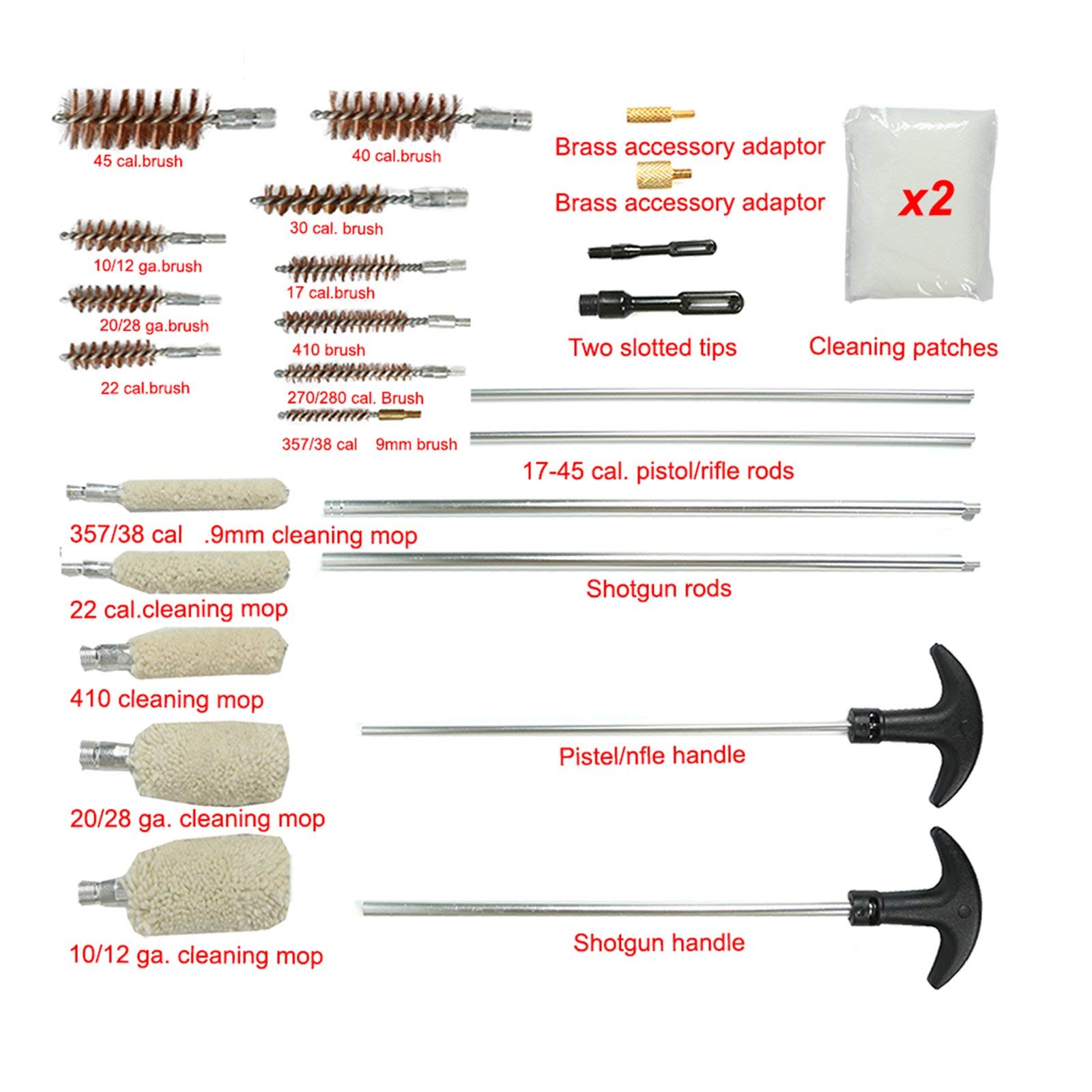 CHAMPS Universal Gun Cleaning Accessory Kit Handgun Shotgun Hunting Rilfe with Travel Size Portable Case