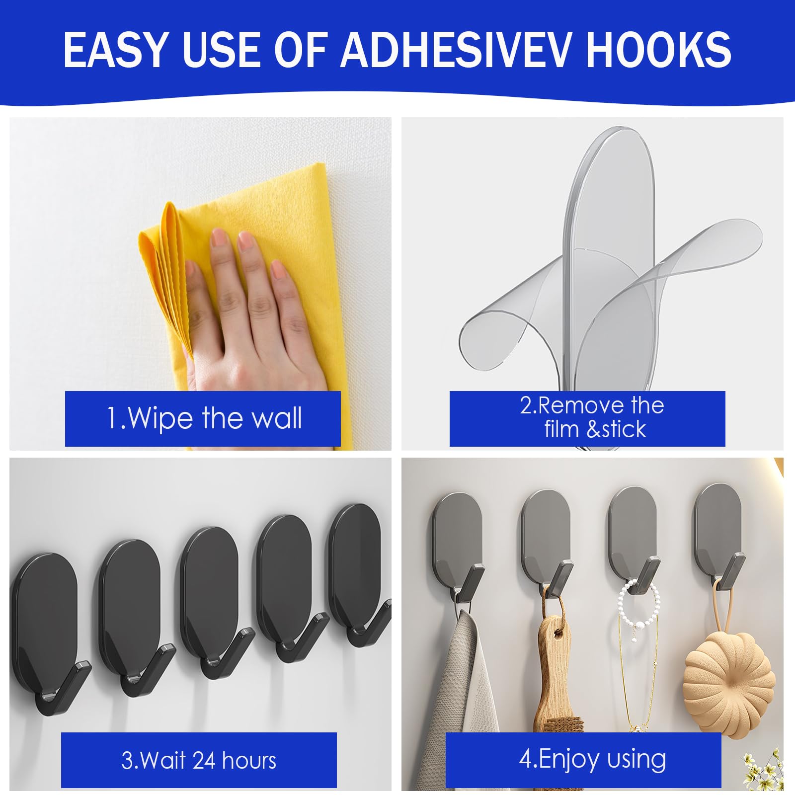 EOREA 20-Pack Small Key Hook Adhesive Wall Hooks β Self-Adhesive Key Hooks for Wall or Bathroom, Kitchen, Living Room, Office, and More (White)