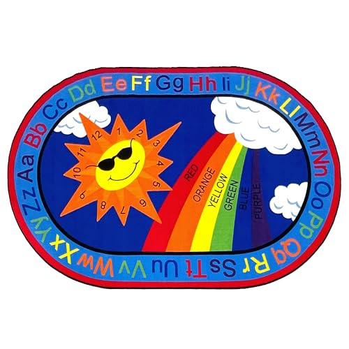 KidCarpet.com Sky's The Limit Classroom Rug 7'6" x 12' Oval Kid Educational Learning Rug for School Classroom, Kids Play Rug for Learning Numbers, Colors & Alphabets Area Rug for Kids